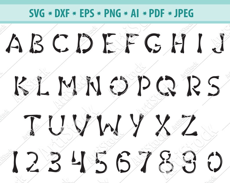 Bones Alphabet Svg, Bones Monogram Svg Font, Scary Letters Svg ...