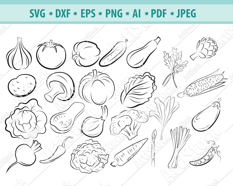Vegetables SVG Bundle Vegetables SVG Clipart Vegetables Cut - Etsy