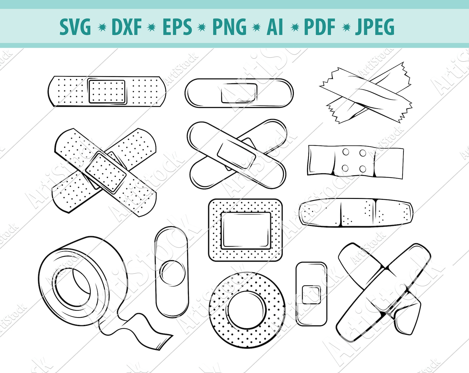 Bandage Svg Bundle Bandaid clipart Plaster Svg First Aid | Etsy