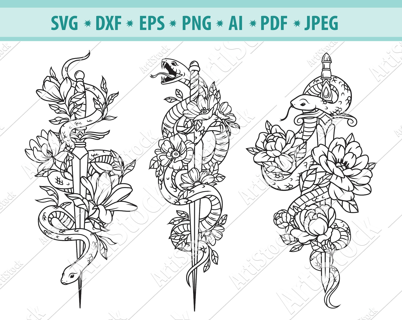 Snake Dagger SVG, Serpent Knife Svg, Sword SVG, Witchy Sword Svg ...
