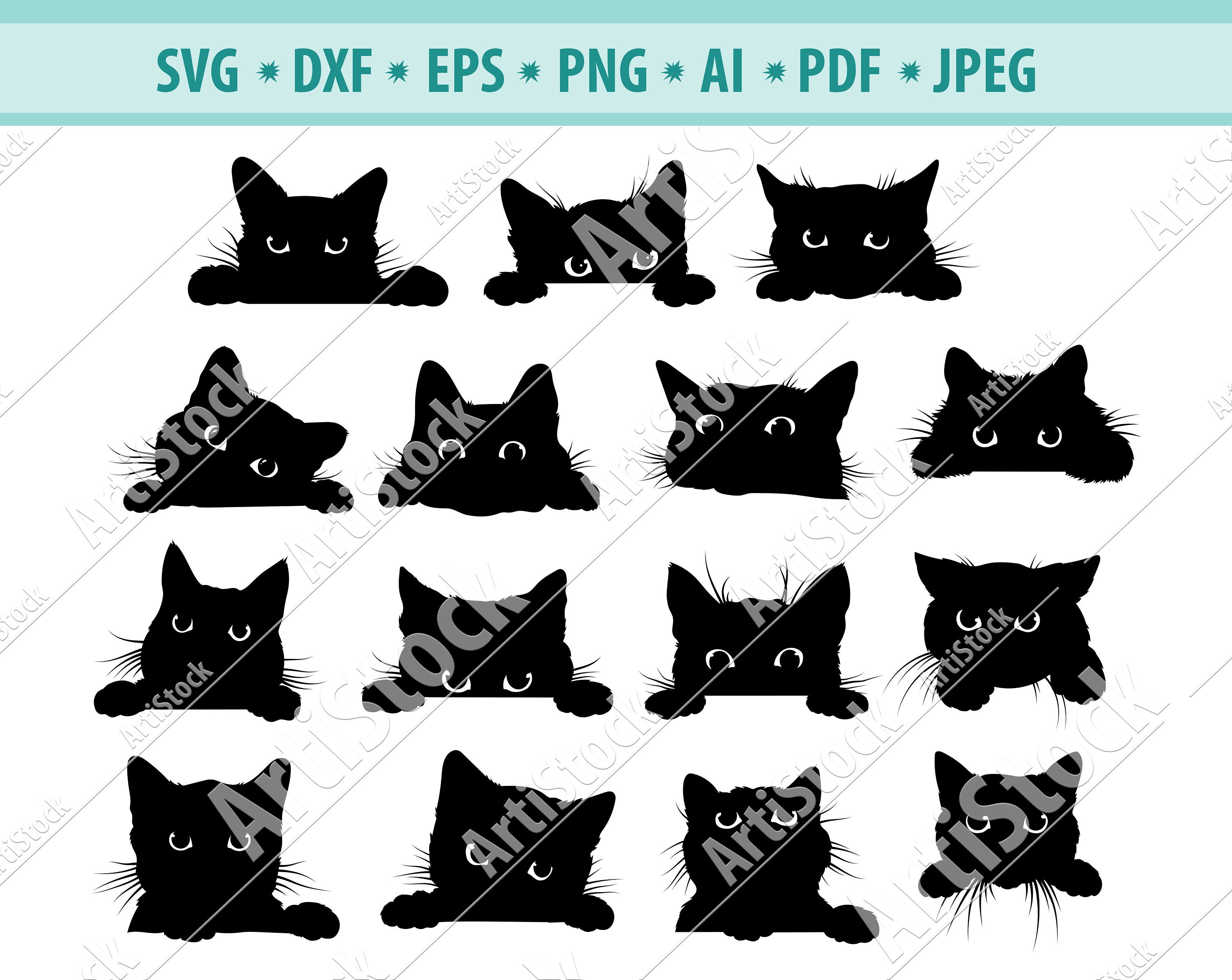 Cat SVG Black Cat Svg Peeking Cat Clipart Peeping Cat SVG - Etsy