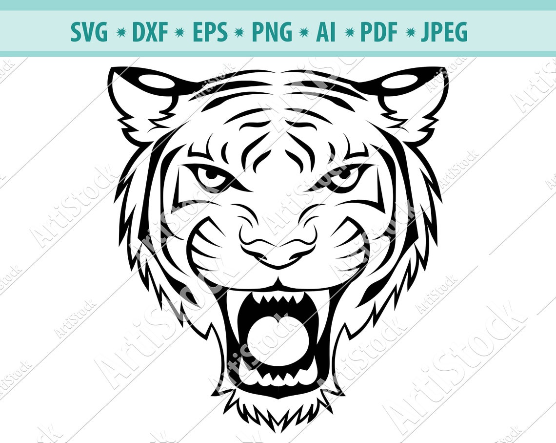 Tiger Face Tiger SVG head of a tiger clipart File Cutting | Etsy