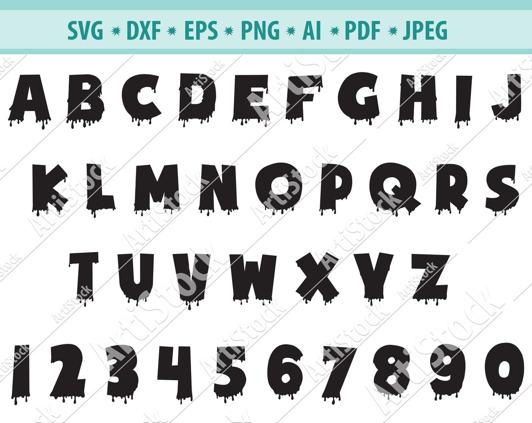 Dripping Alphabet Svg, Outline Letters Slime Svg, Dripping Monogram Svg ...