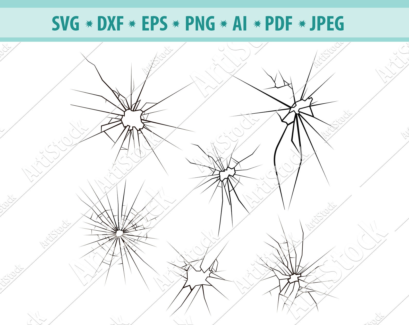 Cracked Glass Svg Broken Glass Svg Cracked Clipart Svg - Etsy