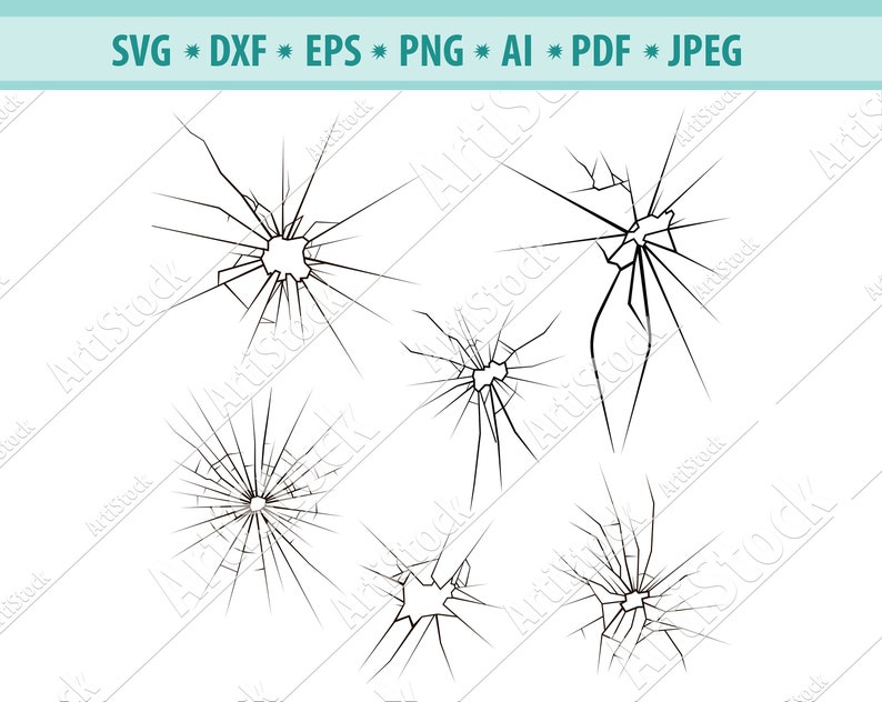 Cracked Glass Svg Broken Glass Svg Cracked Clipart Svg - Etsy