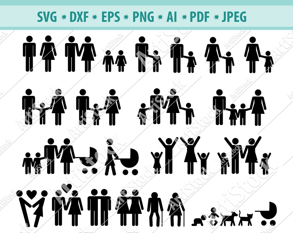 Family Icons Svg Happy Family Svg Parents Svg Family | Etsy