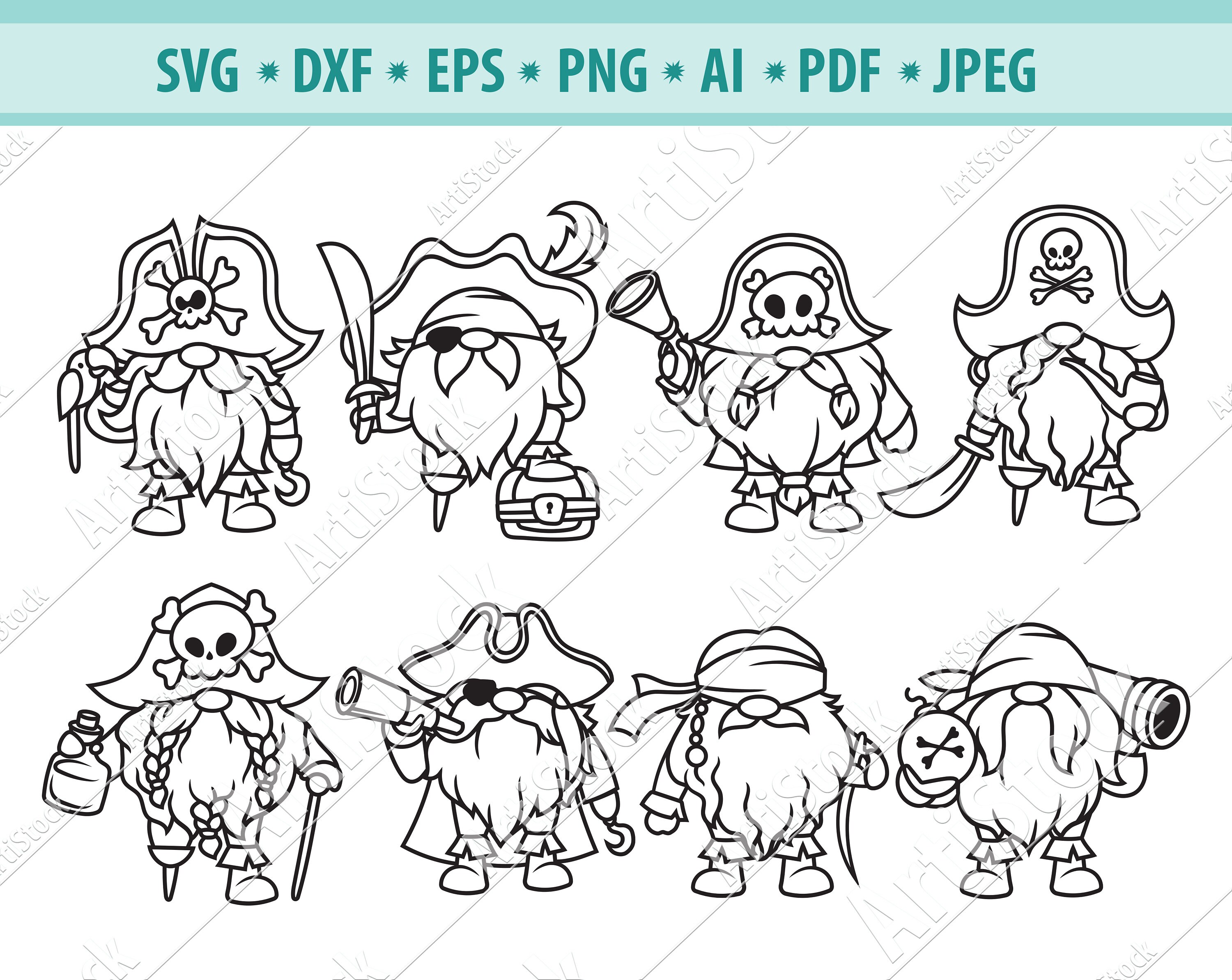 Pirate Gnomes Svg, Funny Gnomes Svg, Pirates SVG, Gnomes Pirate Clipart ...