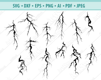 8 Cracks Digital Clipart, Cracks Svg, Lightning SVG Instant Download ...