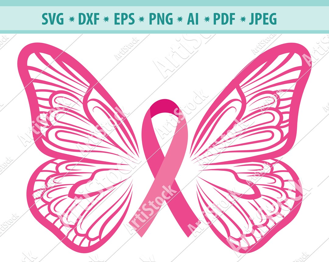 Cancer Ribbon Svg, Filigree Awareness Butterfly, Survivor Fight Breast ...