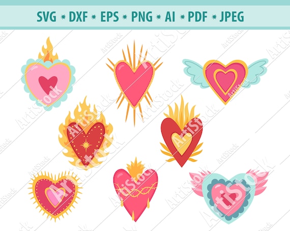 Sacred Heart Svg Sagrado Corazon Svg Flaming Heart Svg | Etsy