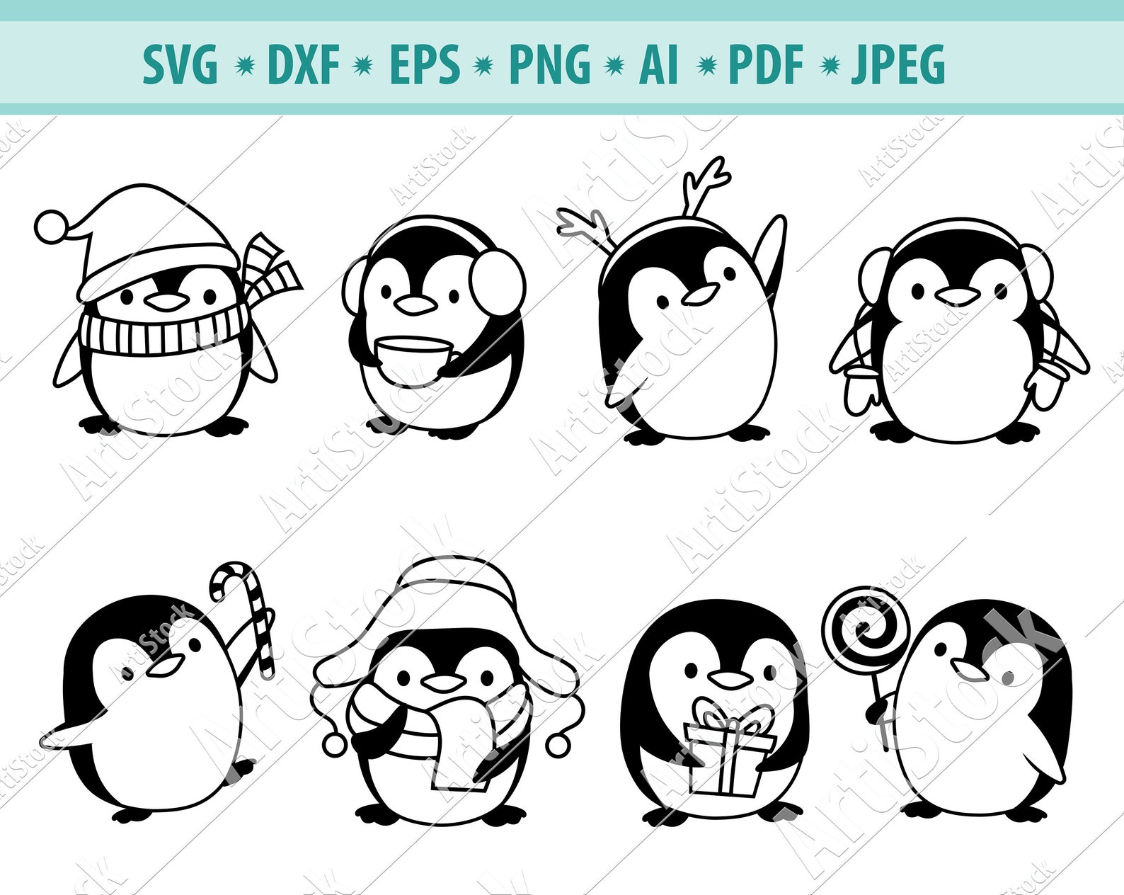 Penguin SVG, Christmas Penguin Svg, Penguin Clipart, Winter Penguin Svg ...