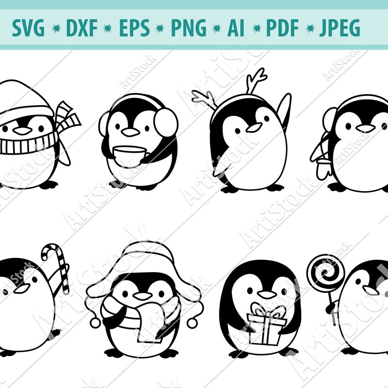 Christmas Penguin Svg - Etsy