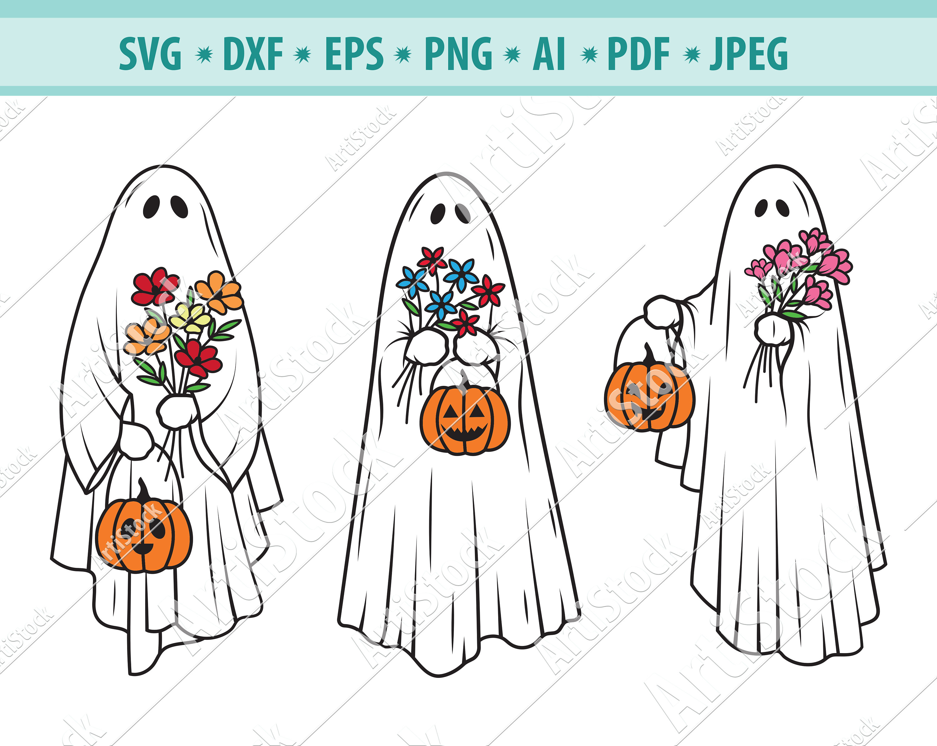 Ghost SVG File Floral Ghost Svg Ghost Clip Art Cute Ghost - Etsy UK