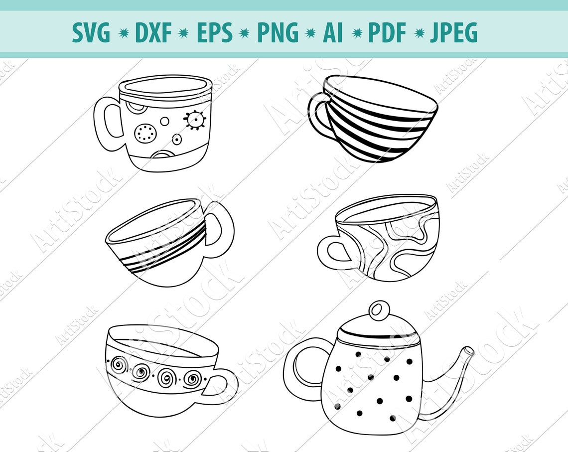 SVG Cup, SVG Kettle, Tea Svg, Kitchen Svg, Tea Kettle Svg, Cup Svg ...