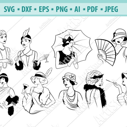Vintage Lady Svg Art Deco Woman Svg Vintage Retro Design | Etsy