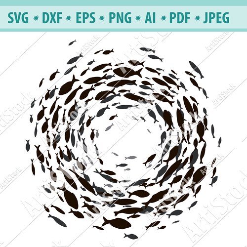 School of Fish SVG Group of Fishes. Vector Fish Logo. Black - Etsy