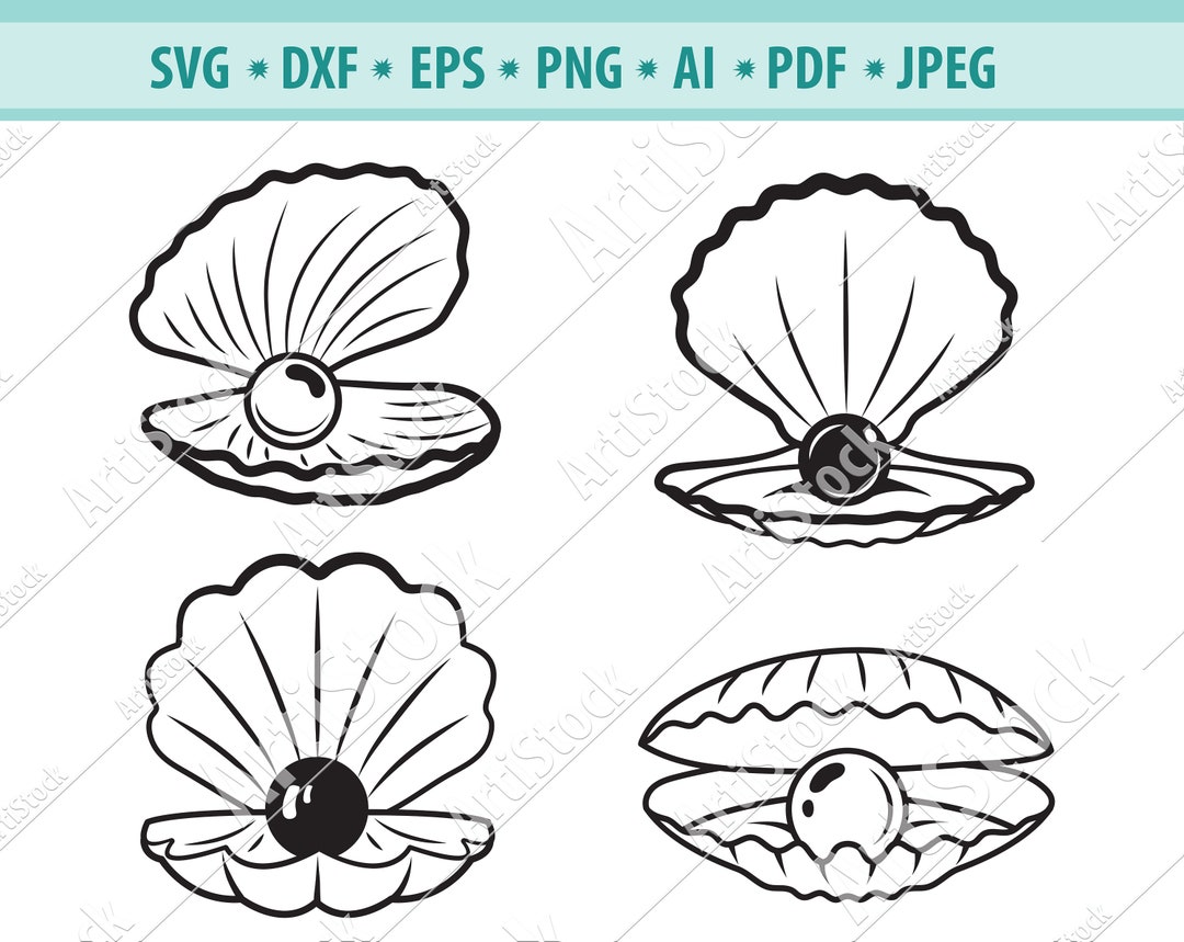 Clams Svg, Clams Clipart Svg, Beach Svg, Silhouettes Molluscs, Sea Svg ...