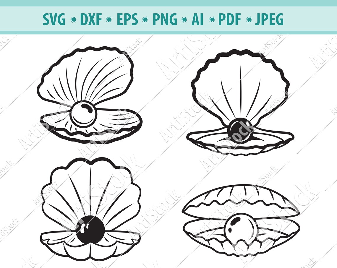 Clams Svg Clams Clipart Svg Beach Svg Silhouettes molluscs | Etsy