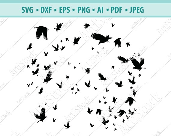 Flock of Birds SVG Vector Silhouette of Birds SVG Flying | Etsy