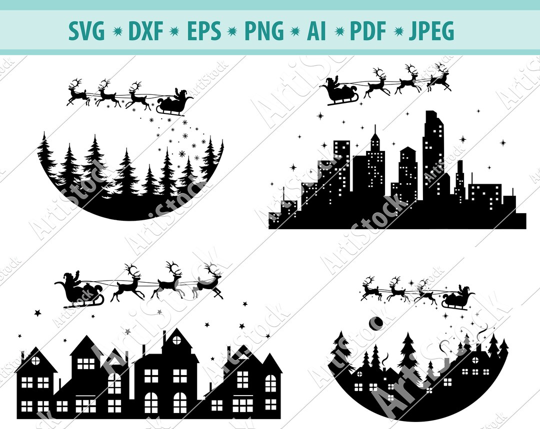 Christmas Svg, Santa Svg, Christmas Night Svg, Flying Santa Svg, Santa ...