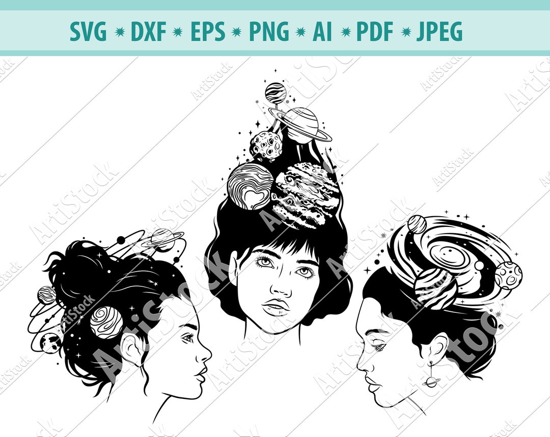 Galaxy Woman Svg, Moon Svg, Solar System Svg, Space Svg, Universe Girl ...