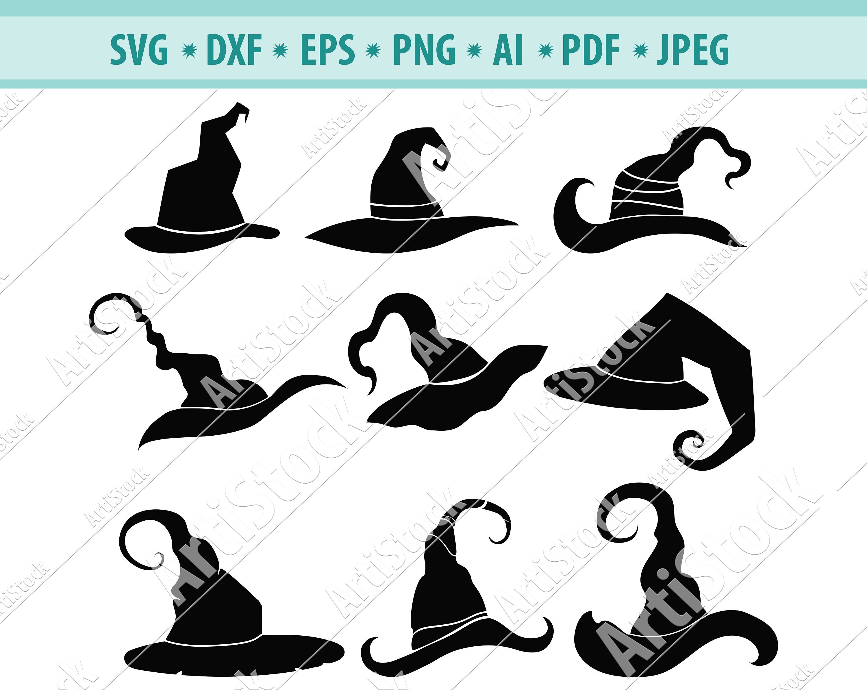 Witch Hat SVG Witch Hat DXF Witch Hat Clipart Witch SVG | Etsy