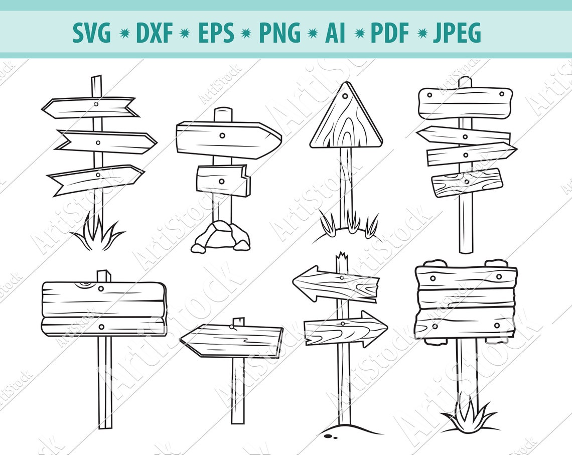 Wooden Sign Svg Road Signs Svg Side Posts Svg Guiding Signs - Etsy