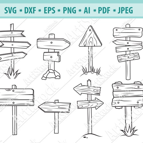 Wooden Sign Svg Road Signs Svg Side Posts Svg Guiding Signs - Etsy