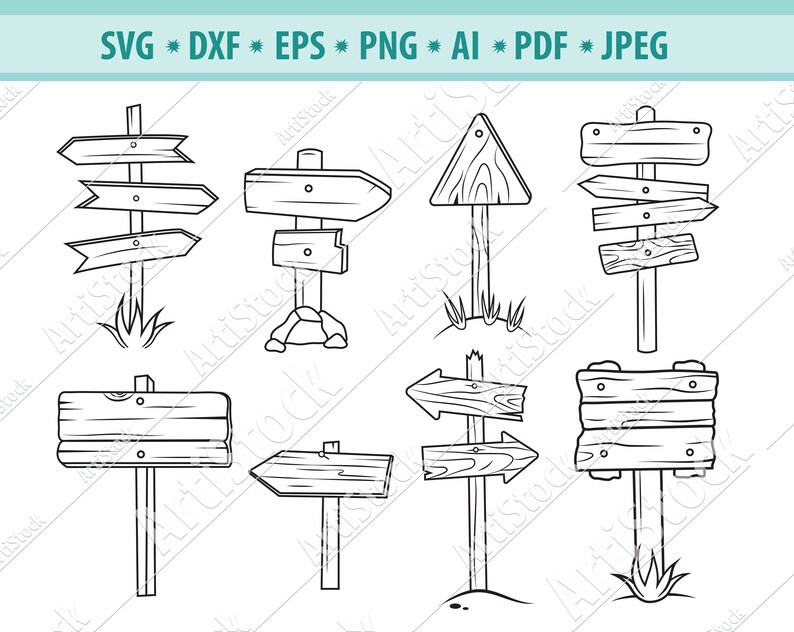 Wooden Sign Svg, Road Signs Svg, Side Posts Svg, Guiding Signs Svg ...