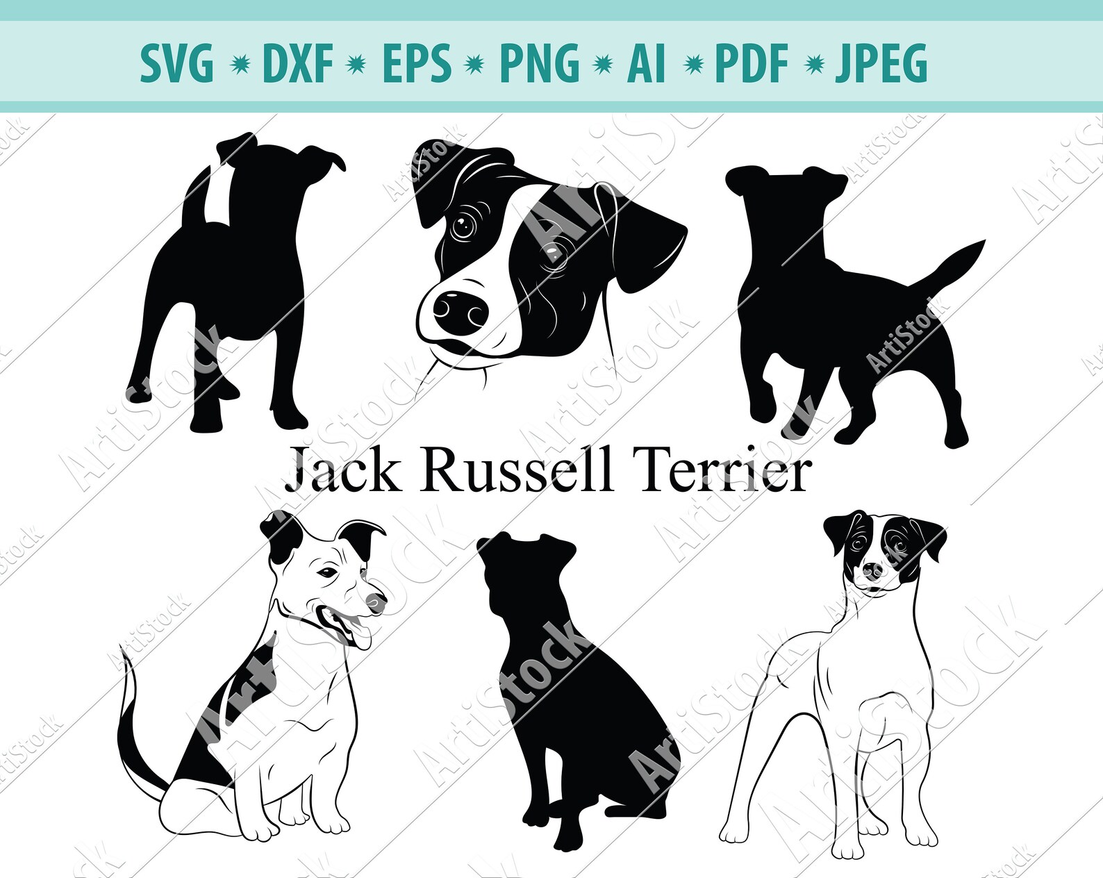 Jack Russell Terrier SVG Smiling Puppy Svg Dog Breed Svg - Etsy