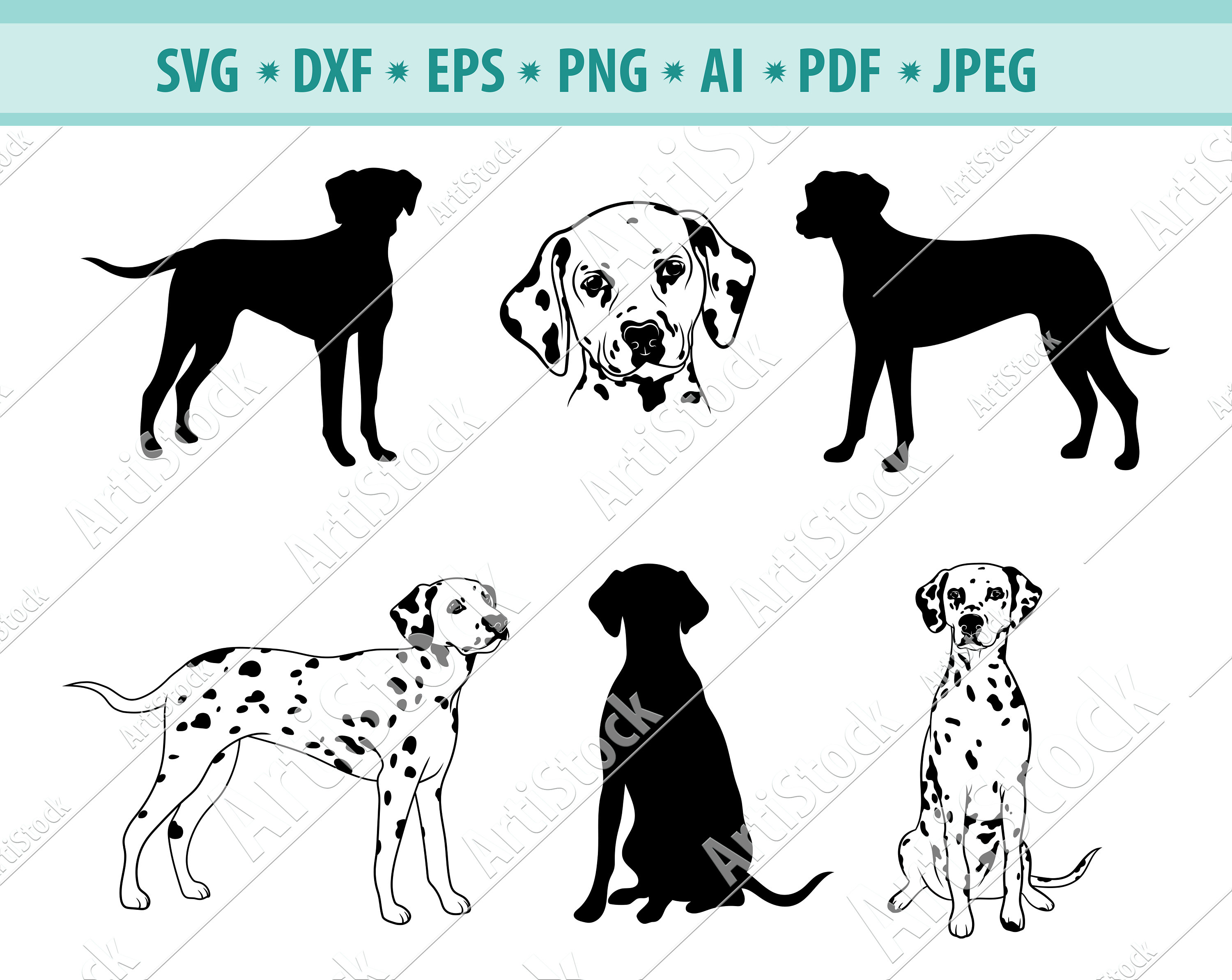 Dalmatian SVG Dalmatian Silhouette SVG Dog SVG Pedigree dog | Etsy