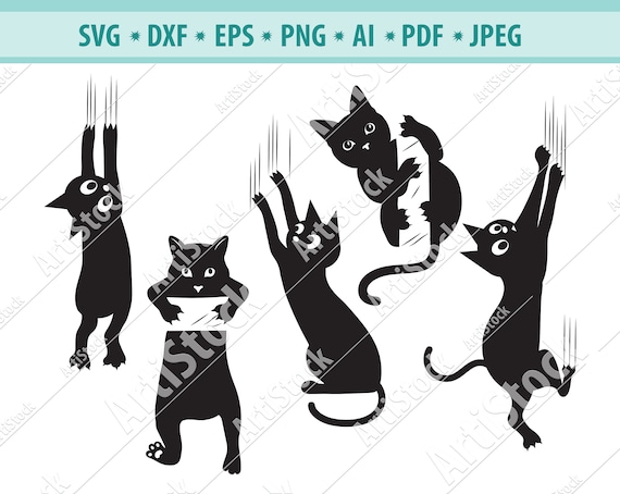 Funny Cat Svg Screeching Cat Svg Falling Cat Svg Black Cat - Etsy