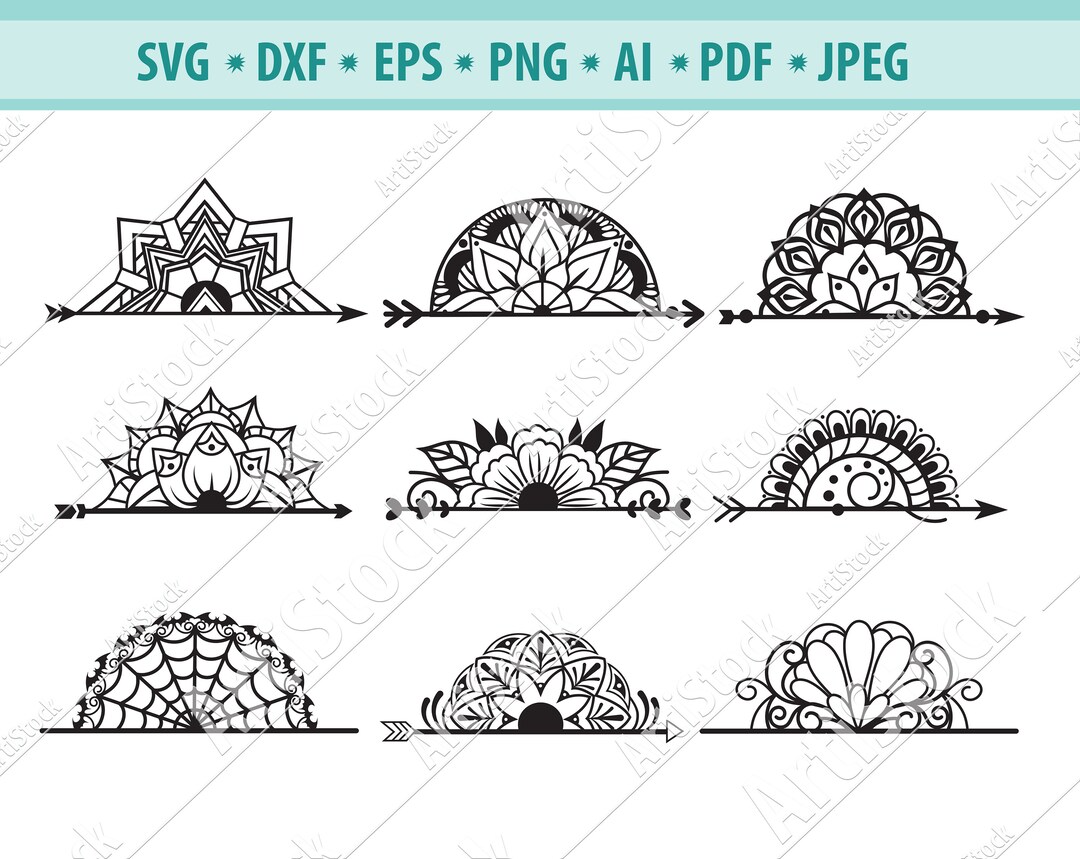Split Mandala Svg, Mandala Monogram Svg, Half Mandala Svg, Mandala SVG ...