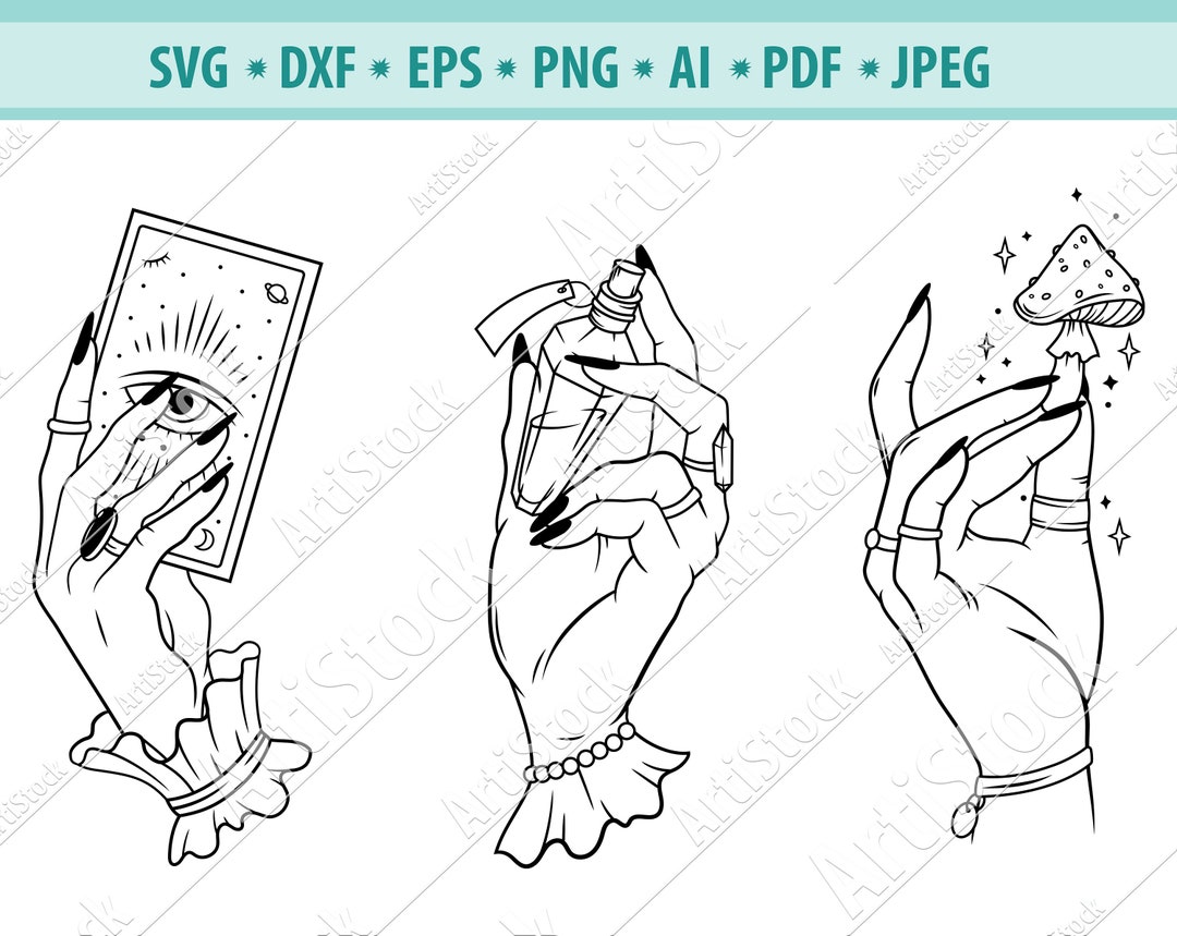 Witch Hand Svg, Magic Female Hand Svg, Mystical Svg, Potion Bottle Svg ...