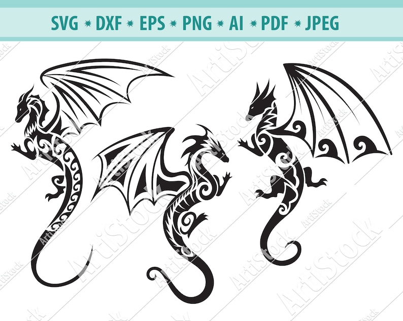 Tribal Dragon Svg Dragon Svg Fantasy Dragon SVG Dragon | Etsy