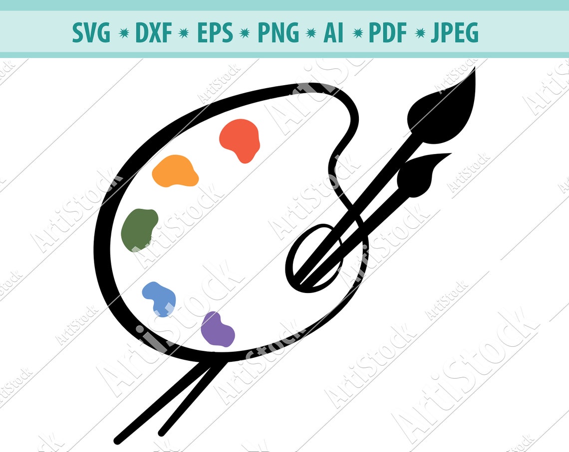 Artist Paint Palette SVG Paint Brush Artist Palette Vinyl | Etsy
