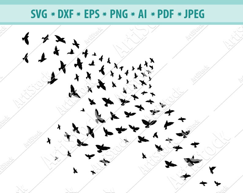 Flock of Birds SVG Vector Silhouette of Birds SVG Flying - Etsy