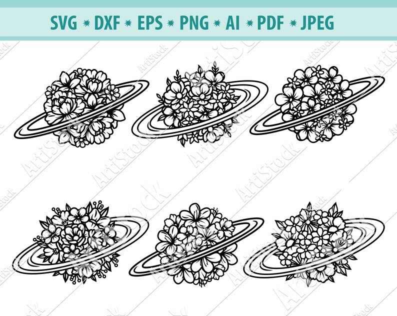 Flower Planets Svg Solar System Svg Floral Saturn Svg - Etsy Canada