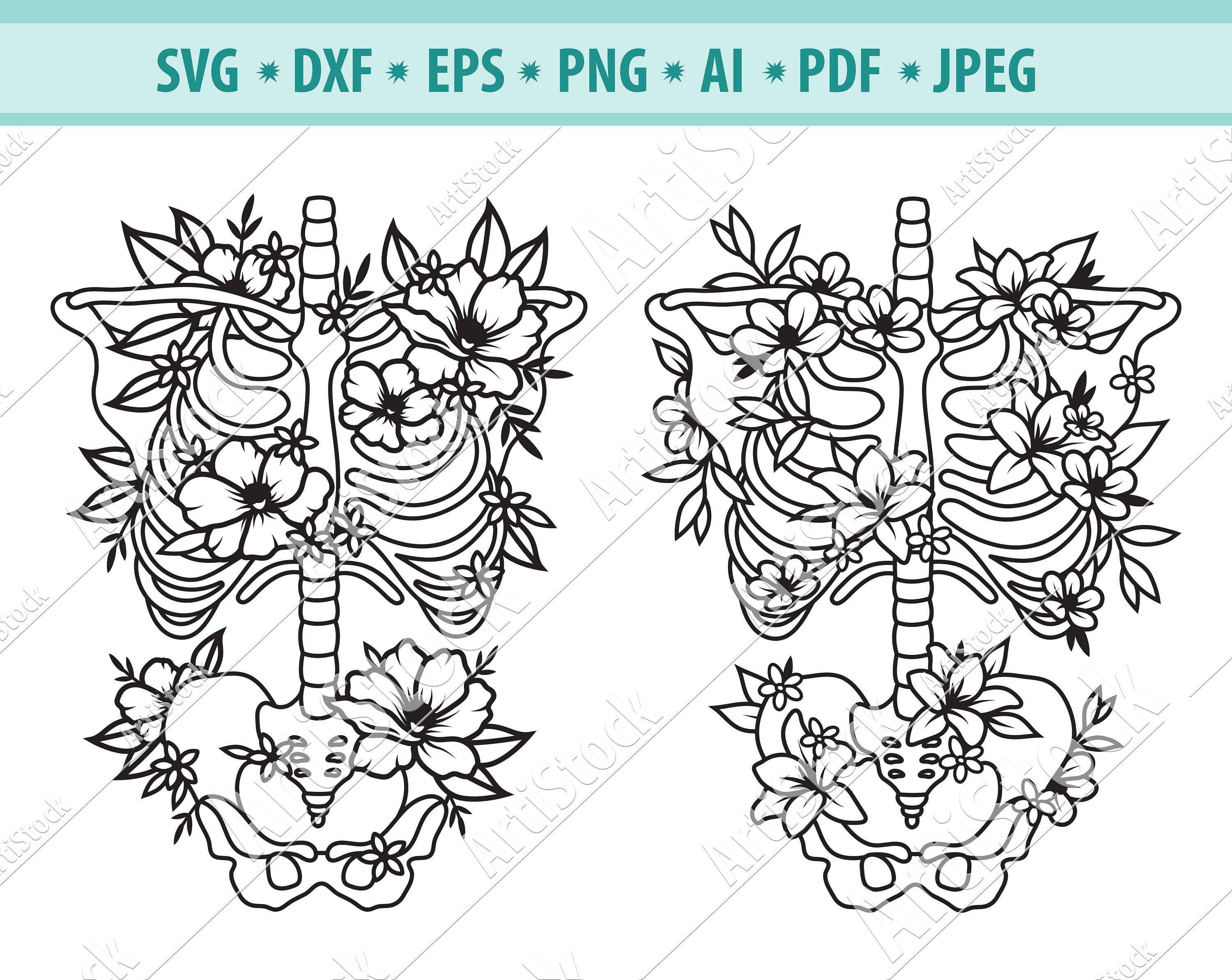 Skeleton SVG File Flower skeleton svg Flower ribs Svg | Etsy