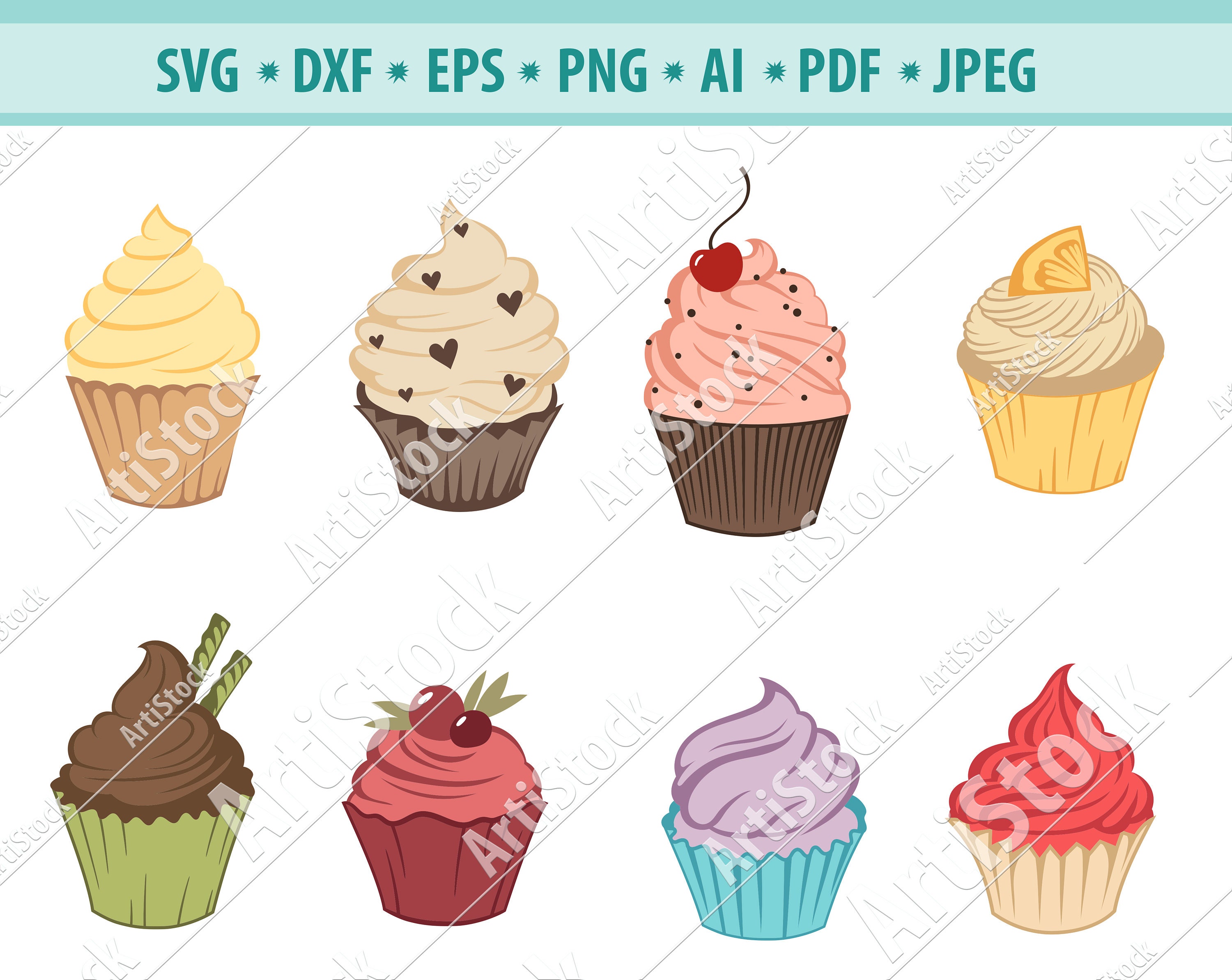 Cupcake SVG File Cupcake Hearts Svg Bakery Svg Sweet - Etsy