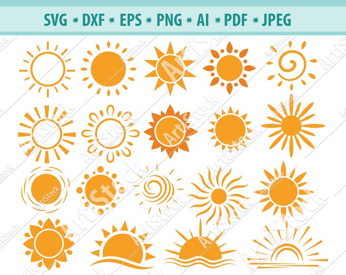 Sun SVG File, Sun Cricut SVG, Sun DXF, Sun Silhouette, Sun Cameo, Sunny ...