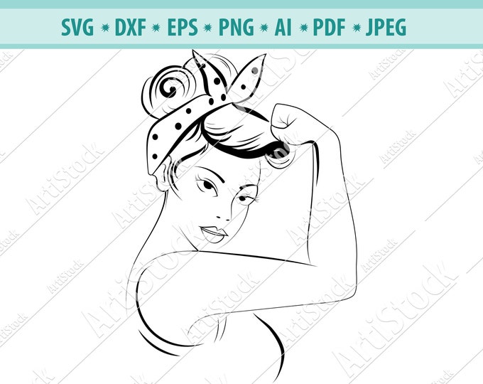Girl Power SVG Eps Png Dxf Cutting File Silhouette Cricut Rosie SVG Pin ...