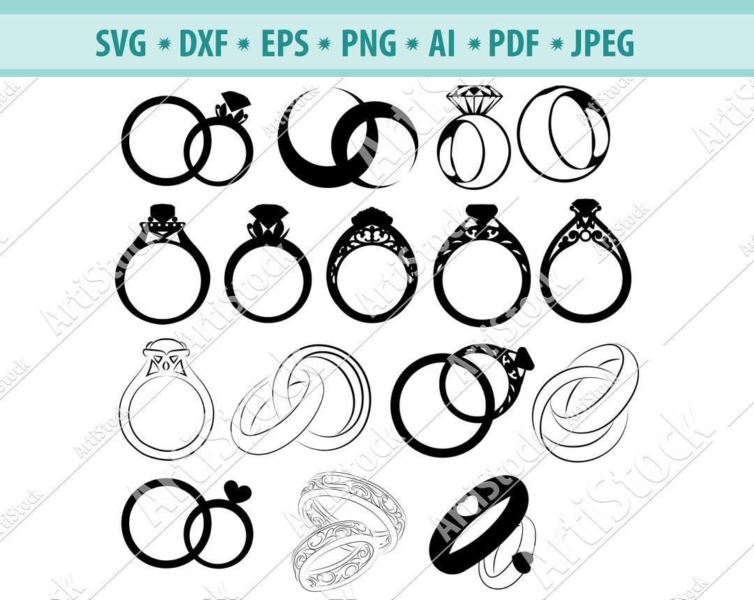 Engagement Ring SVG Bundle, Diamond Ring SVG, Wedding Rings Clipart ...