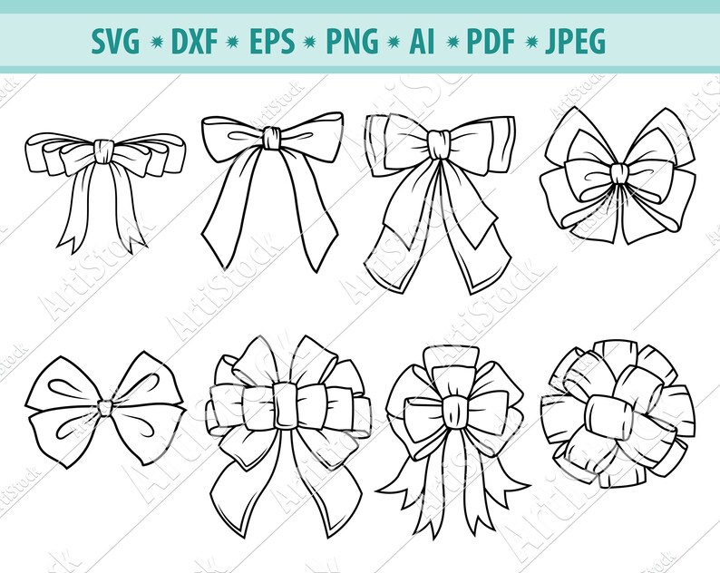 Bow Svg Bundle Ribbon Svg Hair Bow Svg Christmas Bow Svg - Etsy