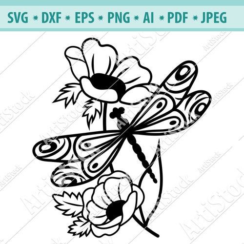 Dragonfly SVG File Floral Dragonfly Svg Dragonfly Flower - Etsy