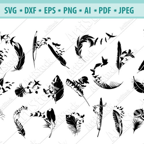 Elegant Feather SVG Cut File for Cricut and Silhouette Vector - Etsy