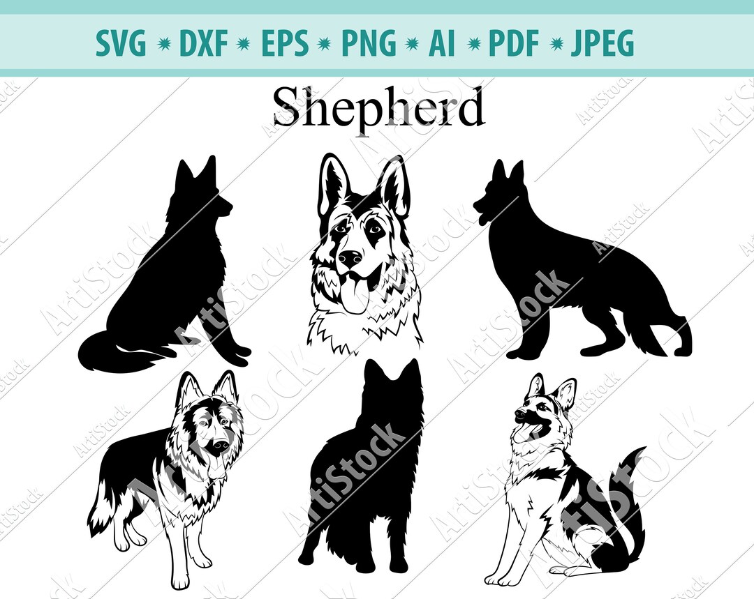 Shepherd SVG, German Shepherd Silhouette SVG, Dog SVG, Digital Cutting ...