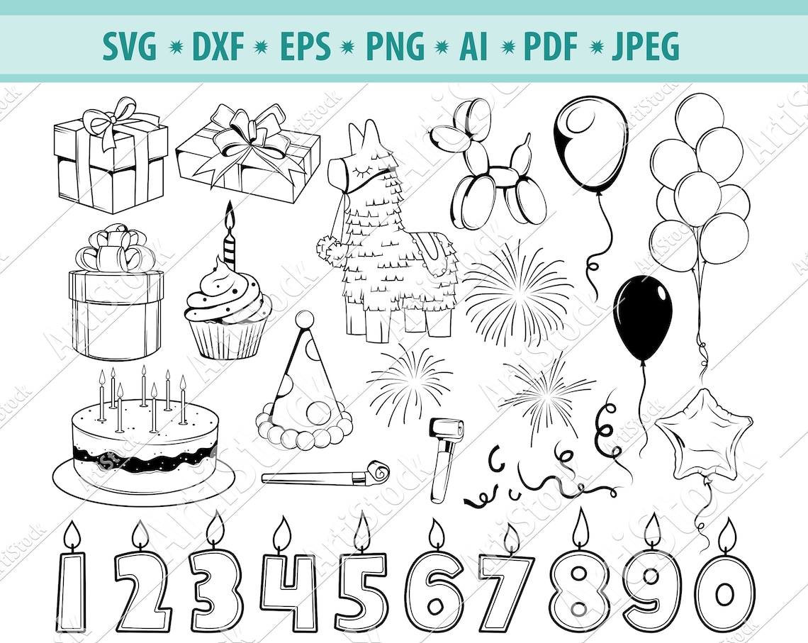 Birthday Decoration Svg, Holidays Decor Svg, Party Items Svg, Balloons ...
