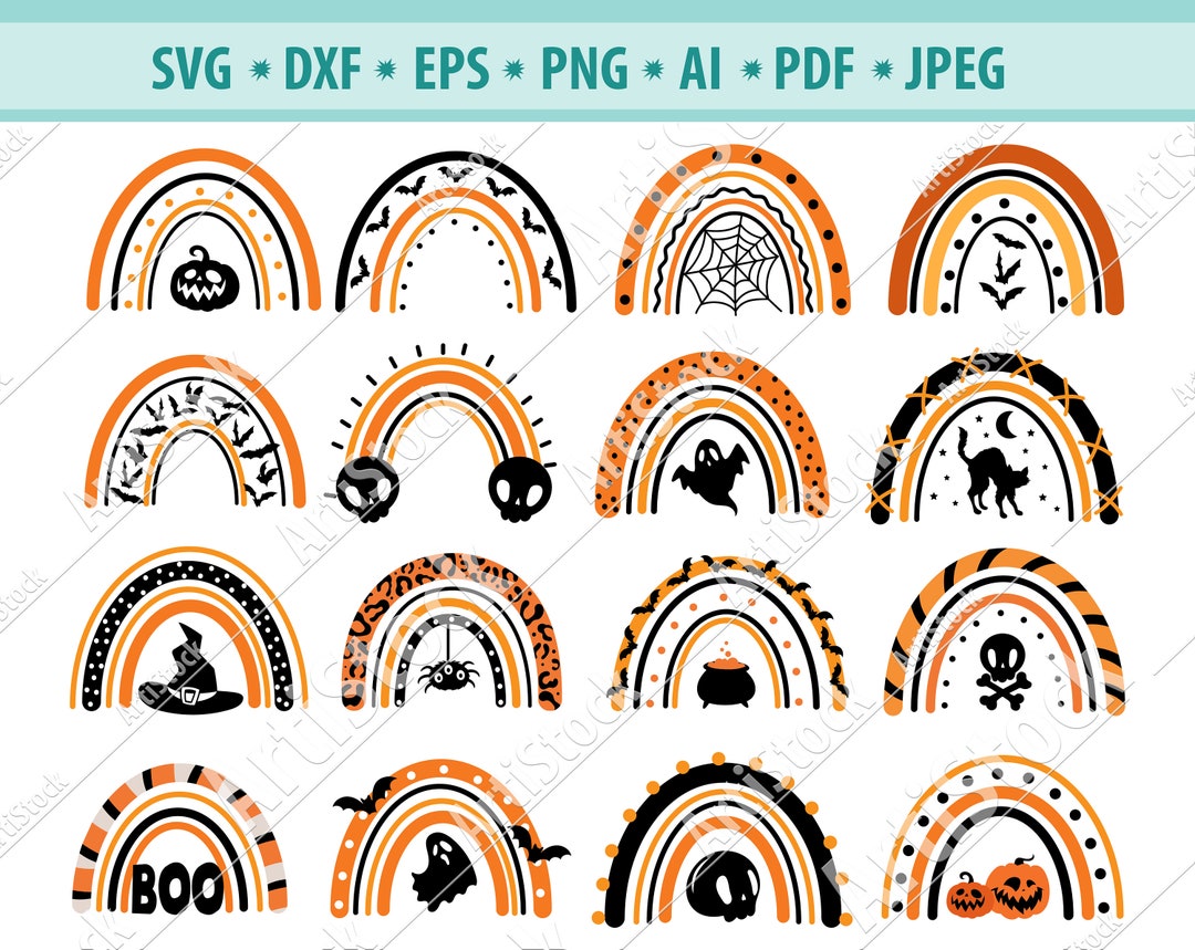 Halloween Rainbow Svg, Rainbow Boo SVG, Funny Halloween Svg, Bat Svg ...