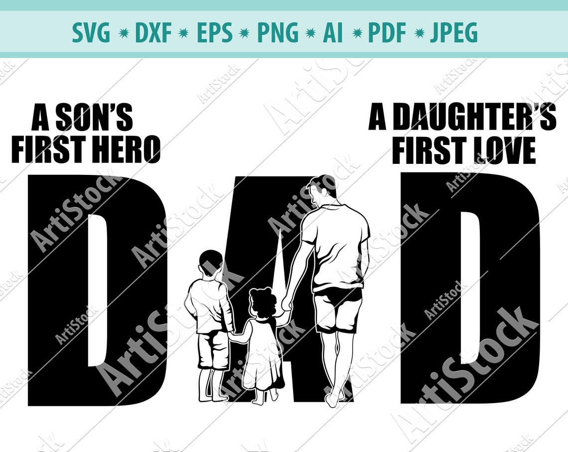 Papá E Hijos Svg Padre Con Hijos Svg Letering Palabras Etsy España